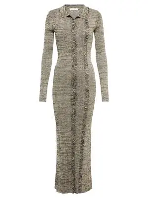 Christopher Esber Ribbed Knit Button-front Maxi Dress - Nude