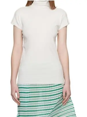 Issey Miyake High-neck Cap Sleeve Knit Sweater - White