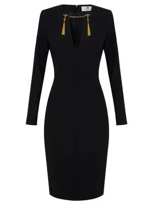 Elisabetta Franchi Elisabetta Franchi V-Neck Midi Dress With Chain Embellishment Black