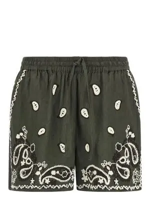 P.a.r.o.s.h Embroidered Linen Shorts - Black