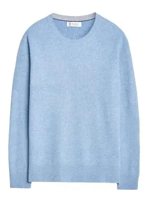 Brunello Cucinelli Ribbed Crew-neck Sweater - Light Blue