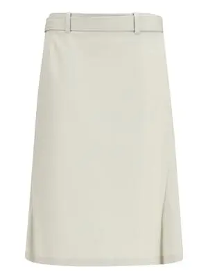 RIER Cotton A-line Skirt With Belted Waist - Light Gray