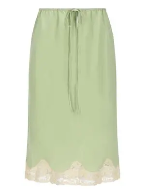 Saint Laurent Lace Trim Drawstring Skirt - Green