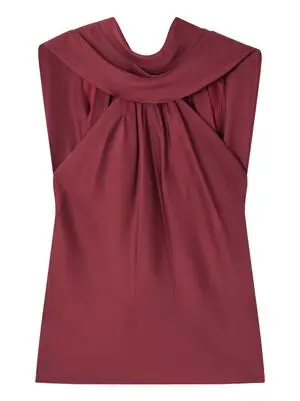 Simkhai Scarlett Cape-effect Draped Satin Top - Red