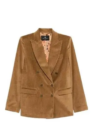 Etro Etro Double-Breasted Notched Lapel Jacket Beige