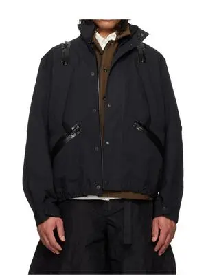 Sacai Sacai Stand Collar Zip Up Jacket Black