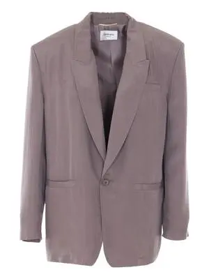 Saint Laurent Single-breasted Long-sleeved Jacket - Gray