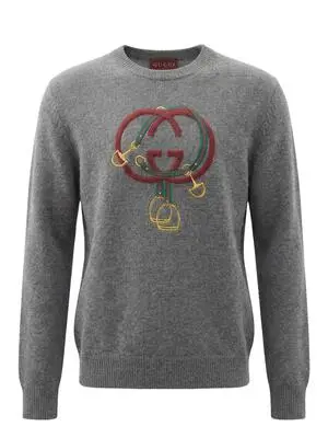 Gucci Embroidered Wool Sweater - Dark Gray