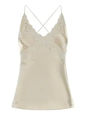 Alberta Ferretti Lace-trimmed Sleeveless Top - Nude