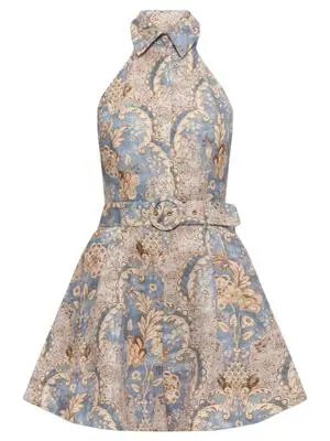 ZIMMERMANN Zimmermann Floral Printed Belted Backless Mini Dress