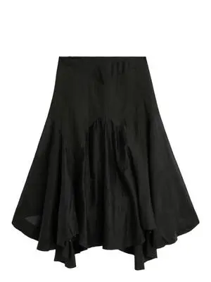 Our Legacy Asymmetric Midi Skirt With Ruffles - Black