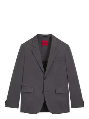 Hugo Boss Plaid Wool Blend Suit Jacket - Dark Gray