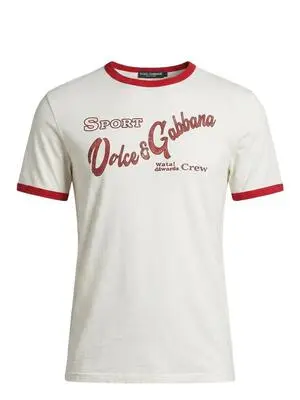 Dolce & Gabbana Red-trim Graphic T-shirt - Multicolor