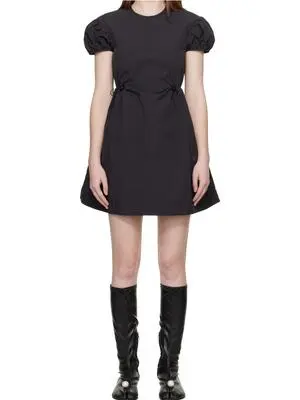 Cecilie Bahnsen Round Neck Puff Sleeve Mini Dress - Black