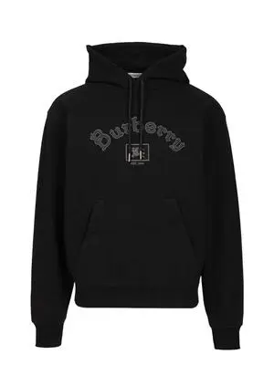 Burberry Gothic Logo Cotton Hoodie - Black