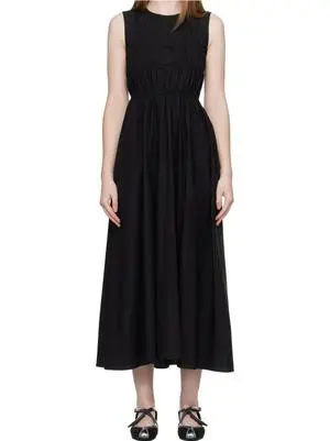 Cecilie Bahnsen Sleeveless Midi Dress With Pleats And Tie Back - Black