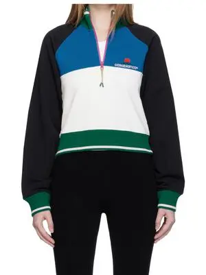 Casablanca Colour-block Quarter-zip Sweatshirt - Black