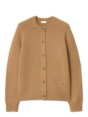 Burberry Crewneck Cardigan With Equestrian Knight Design - Beige