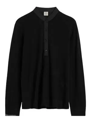 TOTEME Long-sleeved Knitwear With Half-button Closure - Black