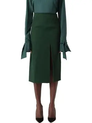 Ermanno Scervino High Waist Midi Skirt With Front Slit - Black