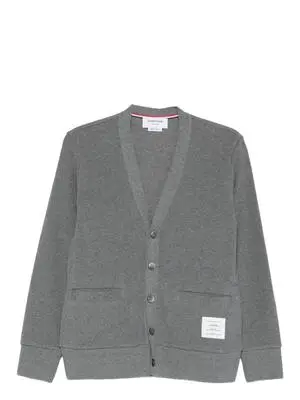 Thom Browne V-neck 4-bar Intarsia Cardigan - Grey