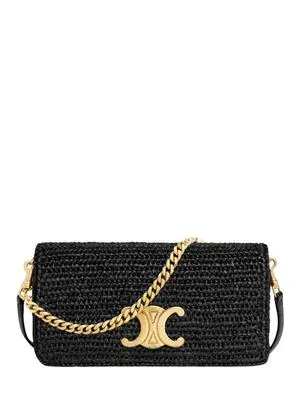 CELINE Celine Raffia Multipochette With Gold Tone Hardware