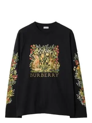 Burberry Long-sleeve Forest Cotton T-shirt - Black