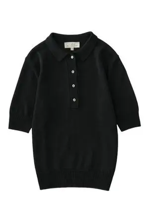 Studio Nicholson Short-sleeve Knit Polo Top - Black