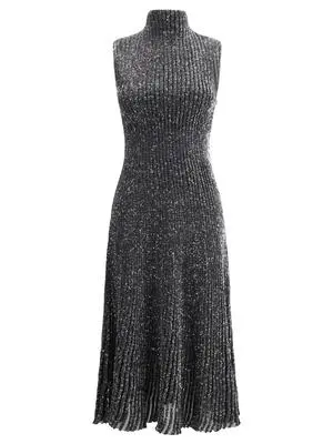 Alaïa High-neck Ribbed Midi Dress - Black