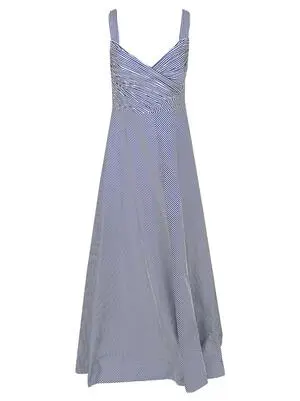Ralph Lauren Sleeveless Pinstriped Maxi Dress - Blue/white