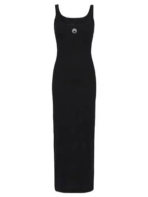 MARINE SERRE Moon Logo Ribbed Jersey Maxi Dress - Black