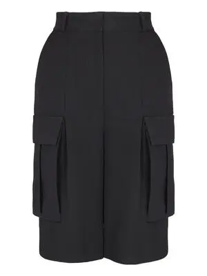 Balmain Grain De Poudre Wool Bermuda Shorts - Black