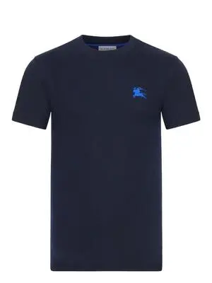 Burberry Logo Embroidered Crewneck T-shirt - Navy