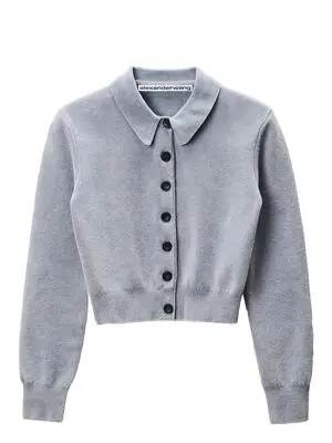 Alexander Wang Cropped Ribbed Cardigan - Grey
