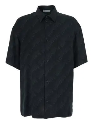Balenciaga All-over Logo Short-sleeve Shirt - Black