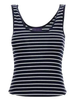 Ralph Lauren Striped Ribbed Tank Top - Black
