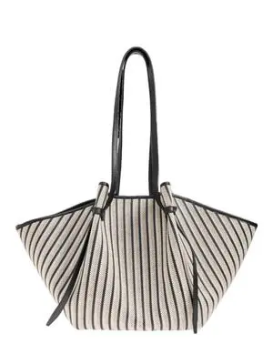 Yuzefi Mochi Striped Woven Shoulder Bag - Cream
