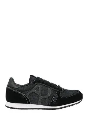 Emporio Armani Logo Detail Lace Up Sneakers - Black