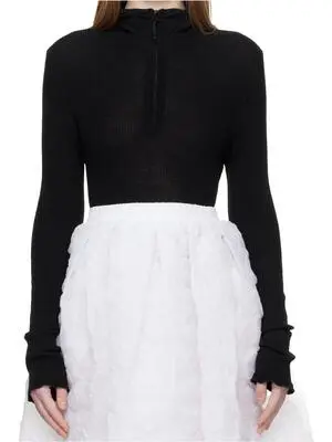 Cecilie Bahnsen Ribbed Knit Half-zip Sweater - Black
