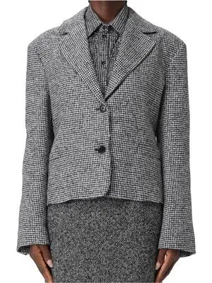 Ermanno Scervino Single-breasted Houndstooth Blazer - Gray