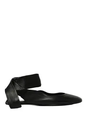 Attico Slingback Flats With Ankle Wrap - Black