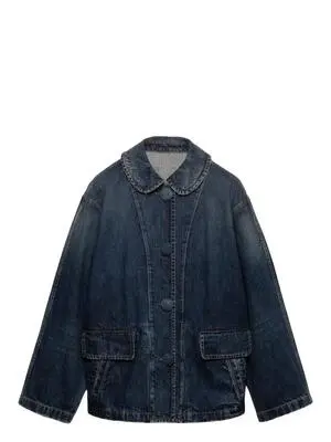 Prada Washed Denim Blouson Jacket - Blue