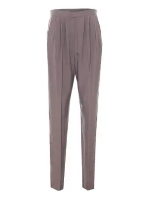 Saint Laurent Pleated Straight Leg Trousers - Gray