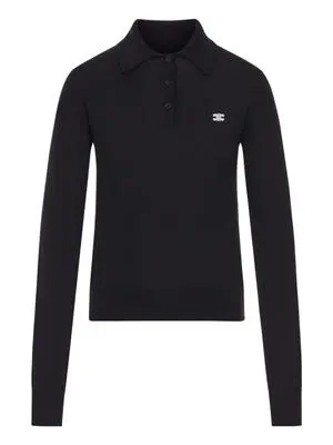 Celine Celine Long Sleeve Fine Cotton Polo Sweater Black