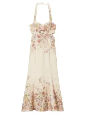 TWINSET Floral Halterneck Maxi Dress - Nude