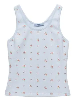 Prada Prada Floral Print Tank Top Blue