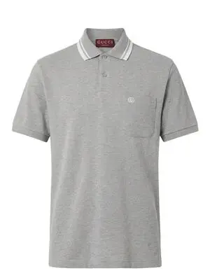 Gucci Cotton Piquet Polo Shirt With Embroidery - Grey