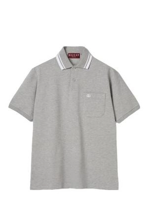 Gucci Cotton Piquet Polo Shirt With Embroidery Grey