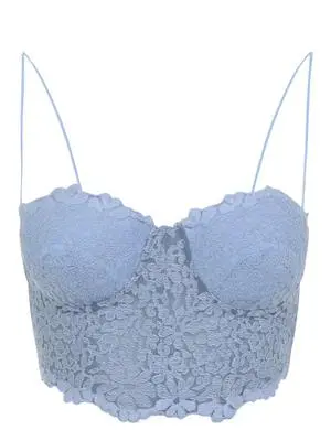 Ermanno Scervino Strapless Lace Bustier Top - Blue