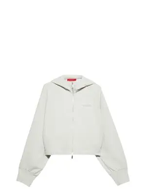 MAXCO. Oversized Cropped Hoodie With Drawstring Hem - White